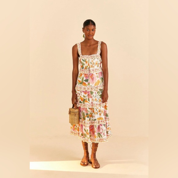 FARM Rio | Dresses | Farm Rio Macaw Bloom Ruffle Tiered Sundress | Poshmark
